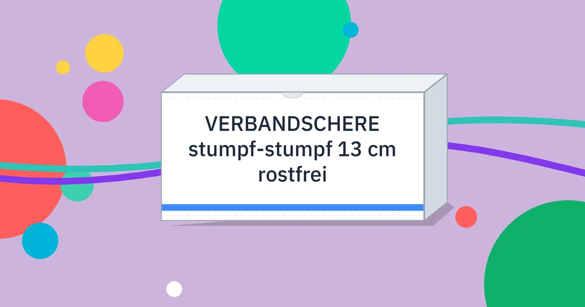 Symbolbild: Packung mit der Aufschrift VERBANDSCHERE stumpf-stumpf 13 cm rostfrei (PZN 07004828) – Verfügbarkeit und Bezug in Apotheken in Frankfurt am Main