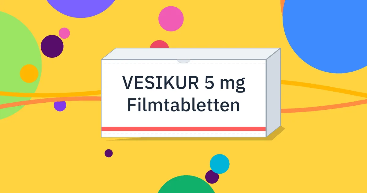 Symbolbild: Packung mit der Aufschrift VESIKUR 5 mg Filmtabletten (PZN 02782030) – Verfügbarkeit und Bezug in Apotheken in Frankfurt am Main