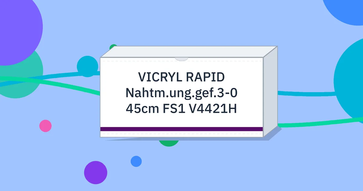 Symbolbild: Packung mit der Aufschrift VICRYL RAPID Nahtm.ung.gef.3-0 45cm FS1 V4421H (PZN 16256517) – Verfügbarkeit und Bezug in Apotheken in Frankfurt am Main