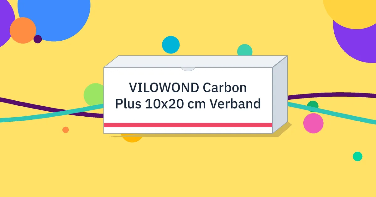 Symbolbild: Packung mit der Aufschrift VILOWOND Carbon Plus 10x20 cm Verband (PZN 17468055) – Verfügbarkeit und Bezug in Apotheken in Frankfurt am Main
