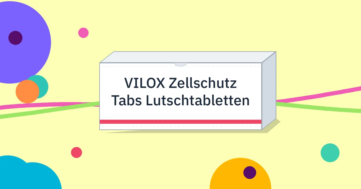 Symbolbild: Packung mit der Aufschrift VILOX Zellschutz Tabs Lutschtabletten (PZN 07702053) – Verfügbarkeit und Bezug in Apotheken in Frankfurt am Main