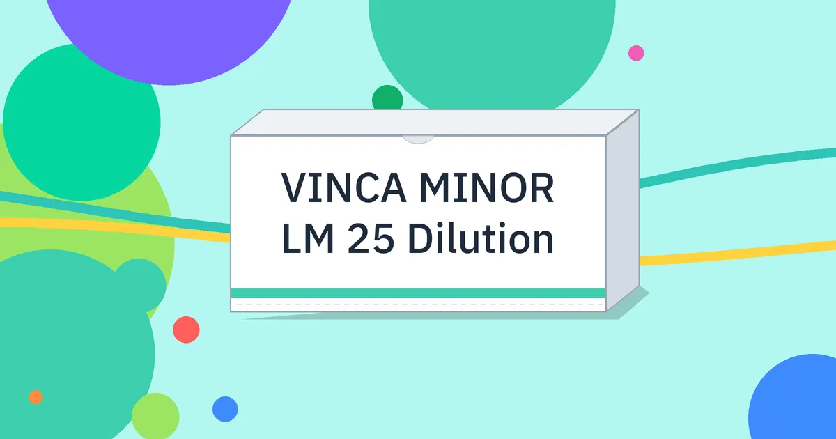 Symbolbild: Packung mit der Aufschrift VINCA MINOR LM 25 Dilution (PZN 13273923) – Verfügbarkeit und Bezug in Apotheken in Frankfurt am Main