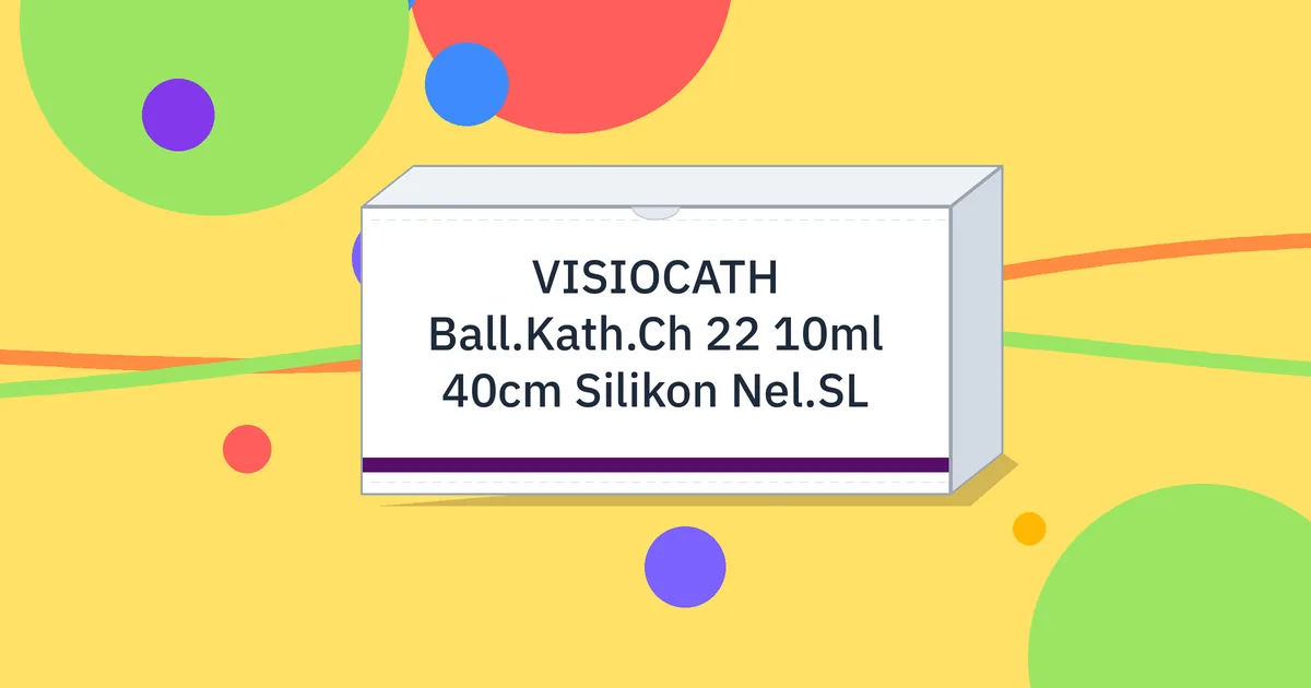 Symbolbild: Packung mit der Aufschrift VISIOCATH Ball.Kath.Ch 22 10ml 40cm Silikon Nel.SL (PZN 18305964) – Verfügbarkeit und Bezug in Apotheken in Frankfurt am Main