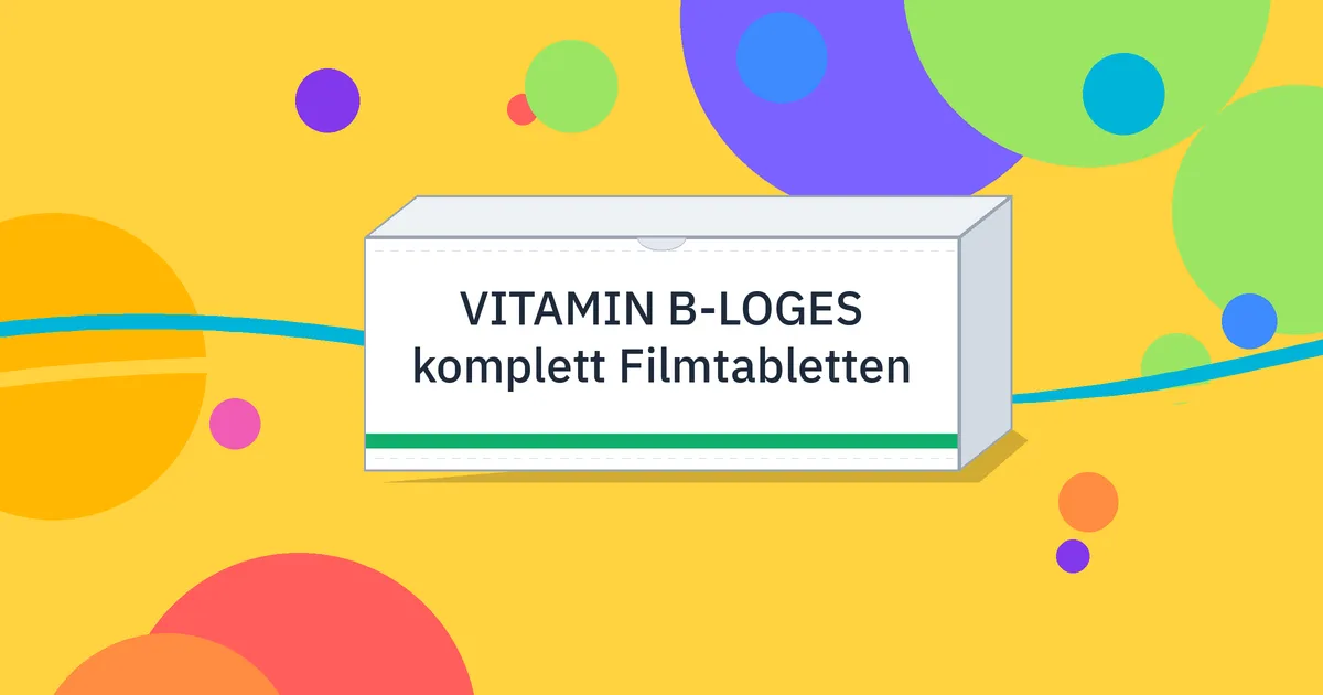 Symbolbild: Packung mit der Aufschrift VITAMIN B-LOGES komplett Filmtabletten (PZN 11101520) – Verfügbarkeit und Bezug in Apotheken in Frankfurt am Main
