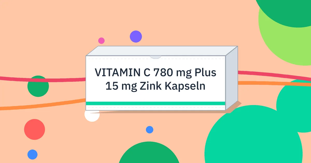 Symbolbild: Packung mit der Aufschrift VITAMIN C 780 mg Plus 15 mg Zink Kapseln (PZN 16657067) – Verfügbarkeit und Bezug in Apotheken in Frankfurt am Main