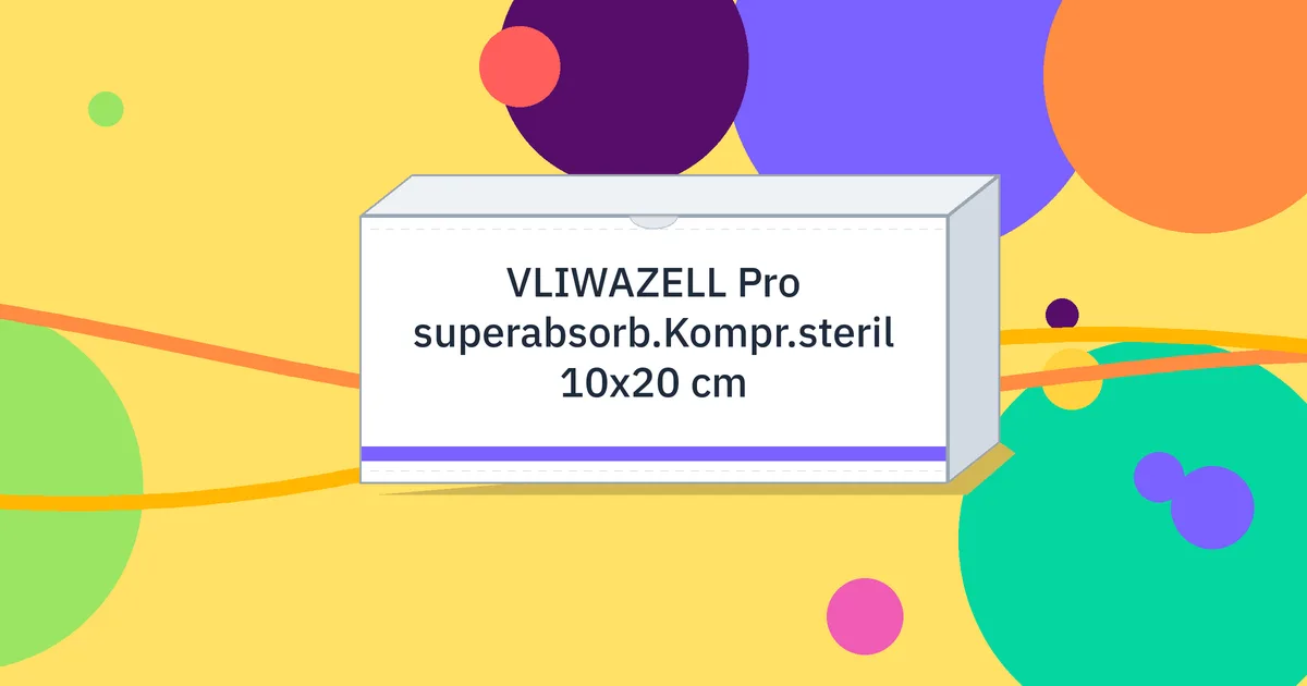 Symbolbild: Packung mit der Aufschrift VLIWAZELL Pro superabsorb.Kompr.steril 10x20 cm (PZN 19144606) – Verfügbarkeit und Bezug in Apotheken in Frankfurt am Main