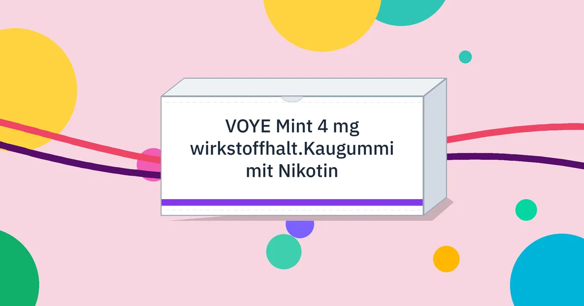 Symbolbild: Packung mit der Aufschrift VOYE Mint 4 mg wirkstoffhalt.Kaugummi mit Nikotin (PZN 19114901) – Verfügbarkeit und Bezug in Apotheken in Frankfurt am Main