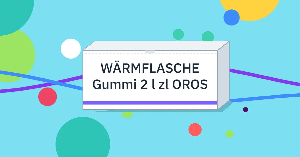 Symbolbild: Packung mit der Aufschrift WÄRMFLASCHE Gummi 2 l zl OROS (PZN 03325889) – Verfügbarkeit und Bezug in Apotheken in Frankfurt am Main