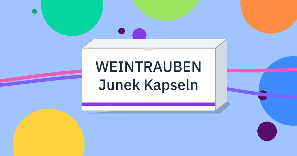 Symbolbild: Packung mit der Aufschrift WEINTRAUBEN Junek Kapseln (PZN 07076437) – Verfügbarkeit und Bezug in Apotheken in Frankfurt am Main