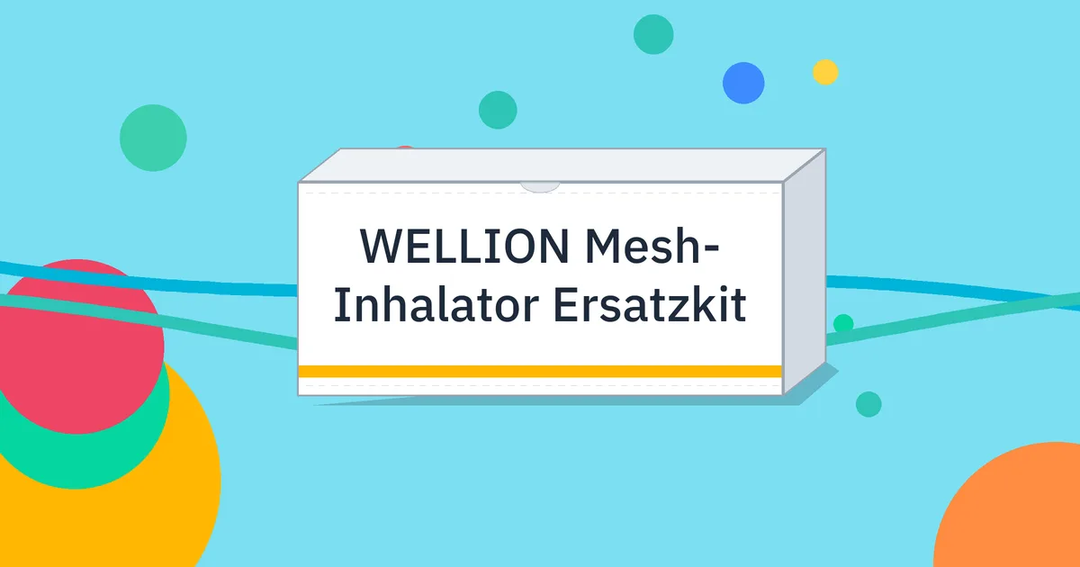 Symbolbild: Packung mit der Aufschrift WELLION Mesh-Inhalator Ersatzkit (PZN 17180360) – Verfügbarkeit und Bezug in Apotheken in Frankfurt am Main