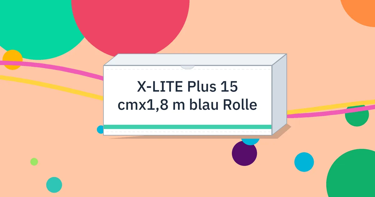 Symbolbild: Packung mit der Aufschrift X-LITE Plus 15 cmx1,8 m blau Rolle (PZN 14404971) – Verfügbarkeit und Bezug in Apotheken in Frankfurt am Main
