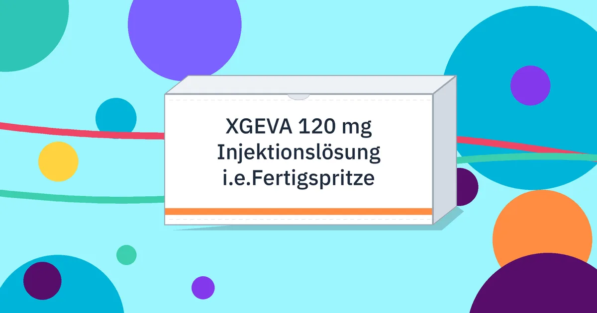Symbolbild: Packung mit der Aufschrift XGEVA 120 mg Injektionslösung i.e.Fertigspritze (PZN 19641227) – Verfügbarkeit und Bezug in Apotheken in Frankfurt am Main
