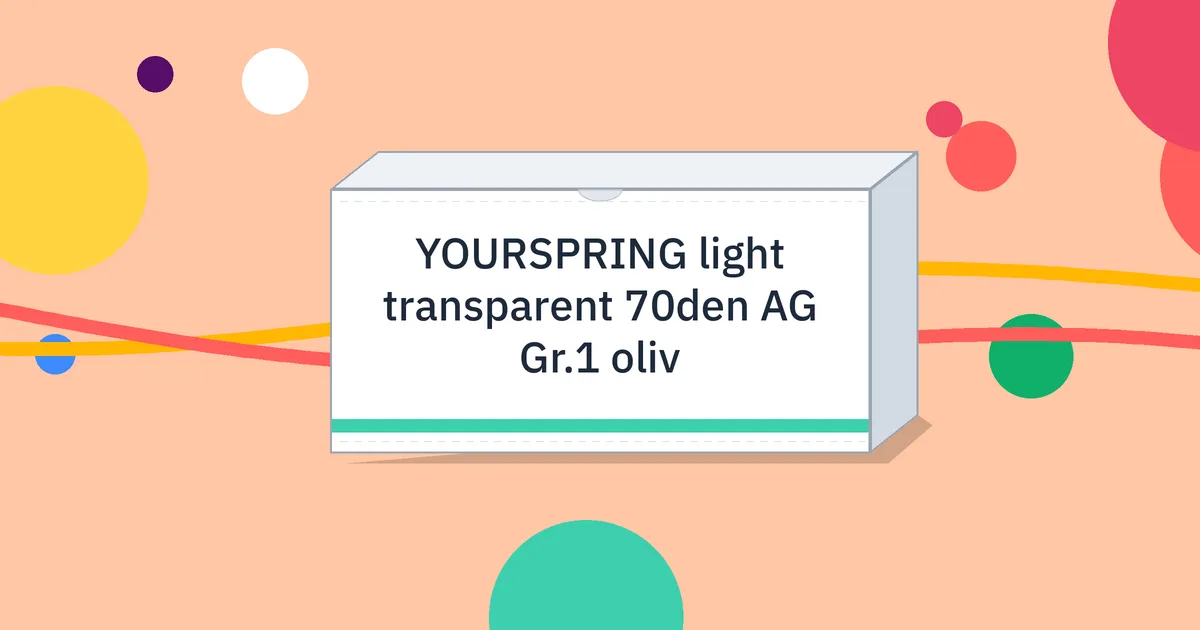 Symbolbild: Packung mit der Aufschrift YOURSPRING light transparent 70den AG Gr.1 oliv (PZN 18056283) – Verfügbarkeit und Bezug in Apotheken in Frankfurt am Main