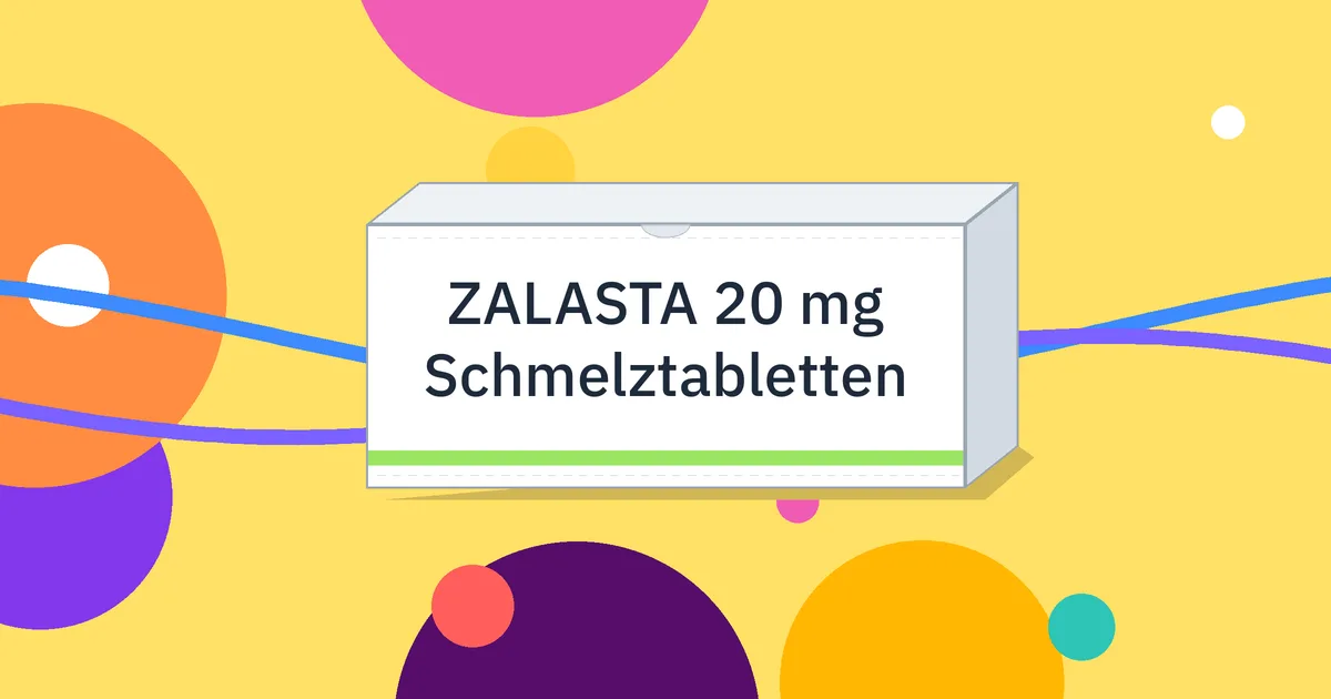 Symbolbild: Packung mit der Aufschrift ZALASTA 20 mg Schmelztabletten (PZN 09098087) – Verfügbarkeit und Bezug in Apotheken in Frankfurt am Main