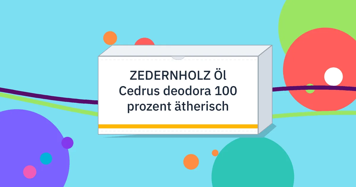 Symbolbild: Packung mit der Aufschrift ZEDERNHOLZ Öl Cedrus deodora 100 prozent ätherisch (PZN 01975933) – Verfügbarkeit und Bezug in Apotheken in Frankfurt am Main