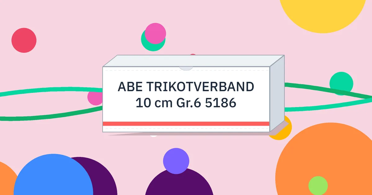 Symbolbild: Packung mit der Aufschrift ABE TRIKOTVERBAND 10 cm Gr.6 5186 (PZN 01331437) – Verfügbarkeit und Bezug in Apotheken in Frankfurt am Main