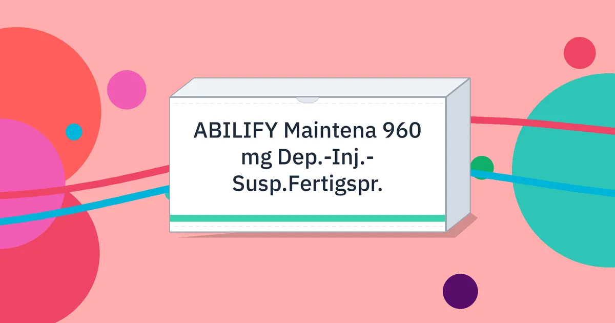 Symbolbild: Packung mit der Aufschrift ABILIFY Maintena 960 mg Dep.-Inj.-Susp.Fertigspr. (PZN 19646762) – Verfügbarkeit und Bezug in Apotheken in Frankfurt am Main