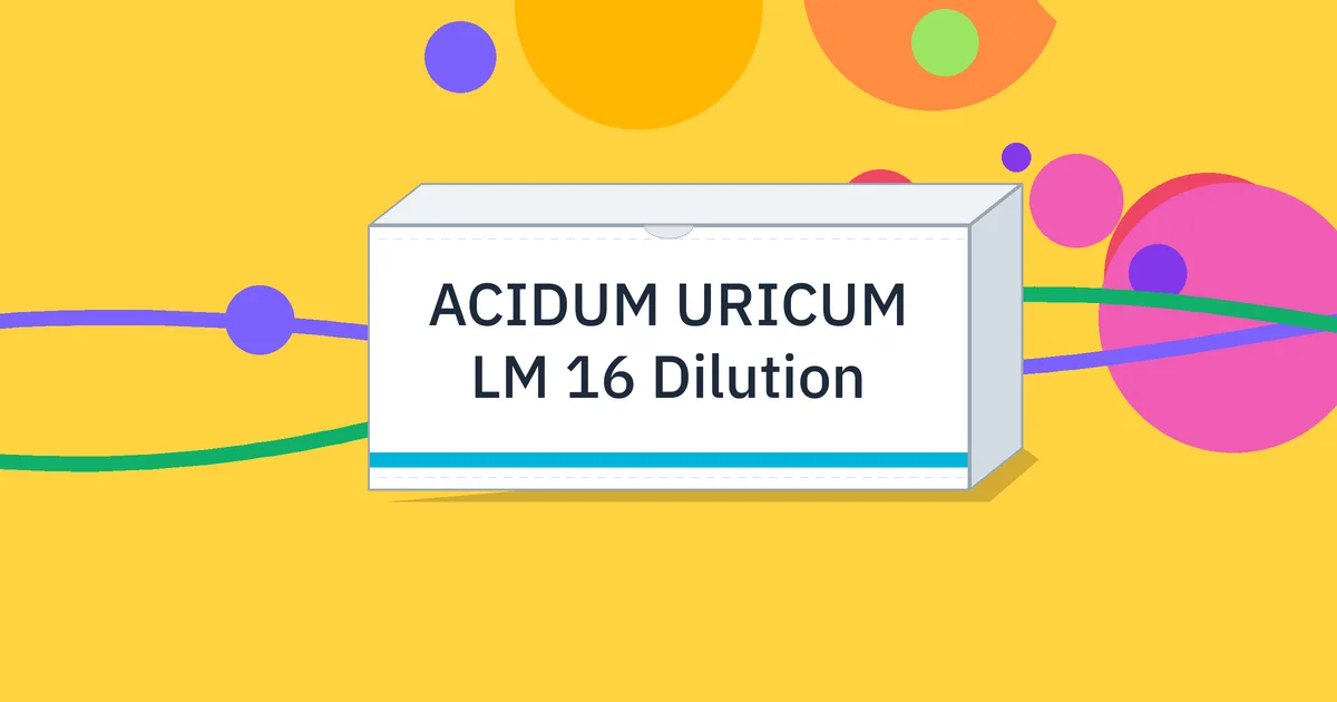 Symbolbild: Packung mit der Aufschrift ACIDUM URICUM LM 16 Dilution (PZN 13288741) – Verfügbarkeit und Bezug in Apotheken in Frankfurt am Main