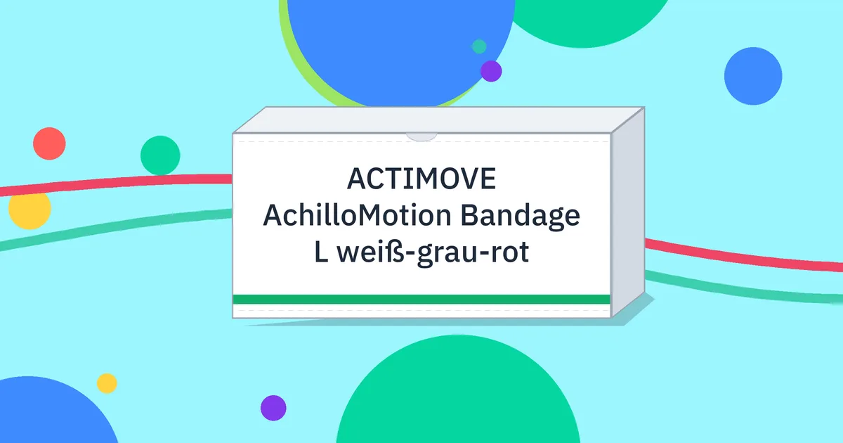 Symbolbild: Packung mit der Aufschrift ACTIMOVE AchilloMotion Bandage L weiß-grau-rot (PZN 17947637) – Verfügbarkeit und Bezug in Apotheken in Frankfurt am Main