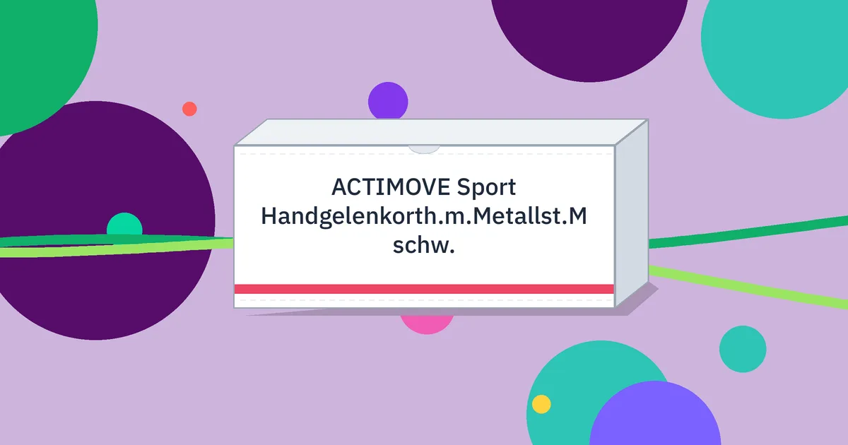 Symbolbild: Packung mit der Aufschrift ACTIMOVE Sport Handgelenkorth.m.Metallst.M schw. (PZN 18328586) – Verfügbarkeit und Bezug in Apotheken in Frankfurt am Main