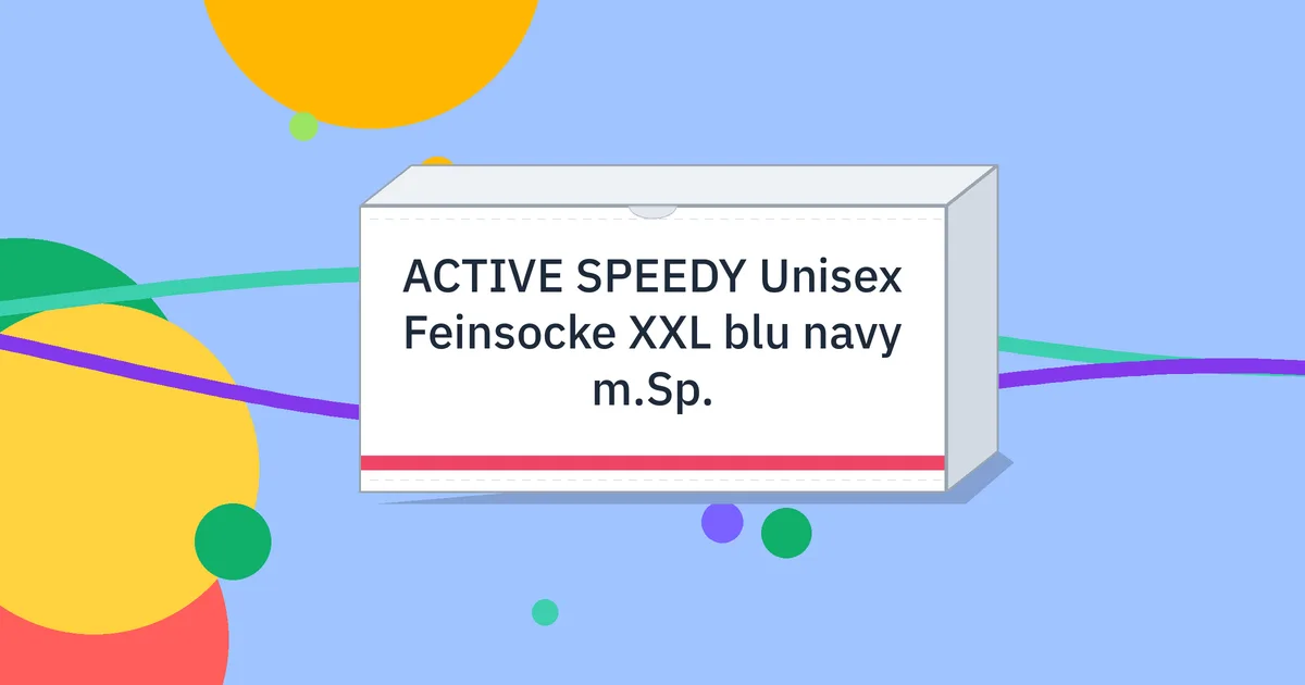 Symbolbild: Packung mit der Aufschrift ACTIVE SPEEDY Unisex Feinsocke XXL blu navy m.Sp. (PZN 16194992) – Verfügbarkeit und Bezug in Apotheken in Frankfurt am Main