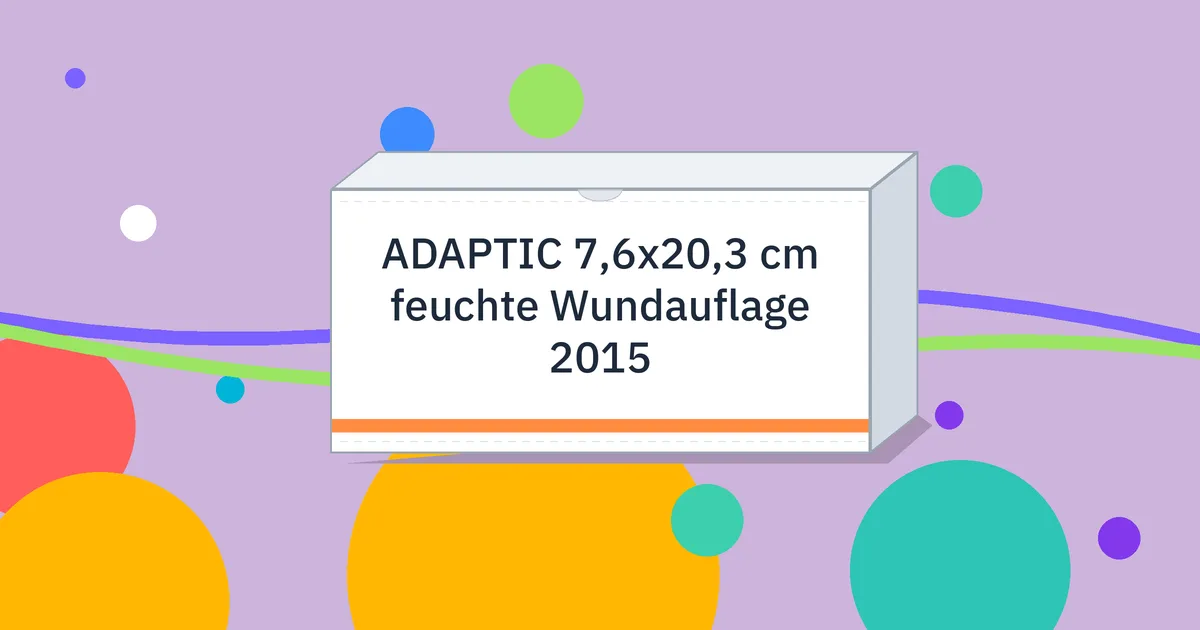 Symbolbild: Packung mit der Aufschrift ADAPTIC 7,6x20,3 cm feuchte Wundauflage 2015 (PZN 18187565) – Verfügbarkeit und Bezug in Apotheken in Frankfurt am Main