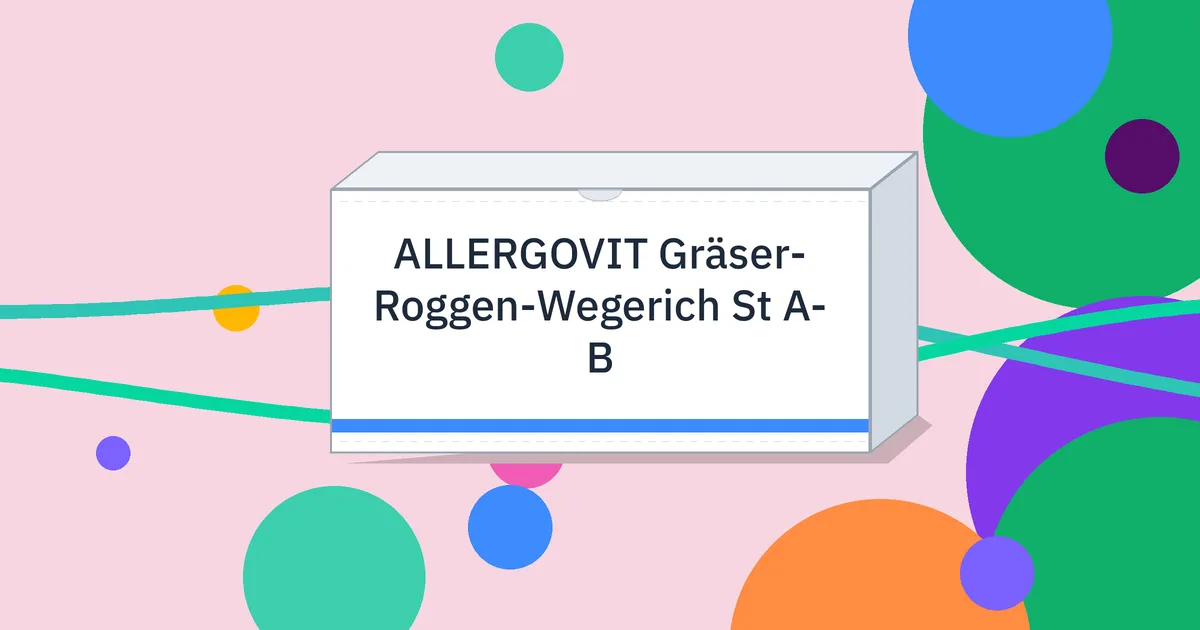 Symbolbild: Packung mit der Aufschrift ALLERGOVIT Gräser-Roggen-Wegerich St A-B (PZN 00534486) – Verfügbarkeit und Bezug in Apotheken in Frankfurt am Main