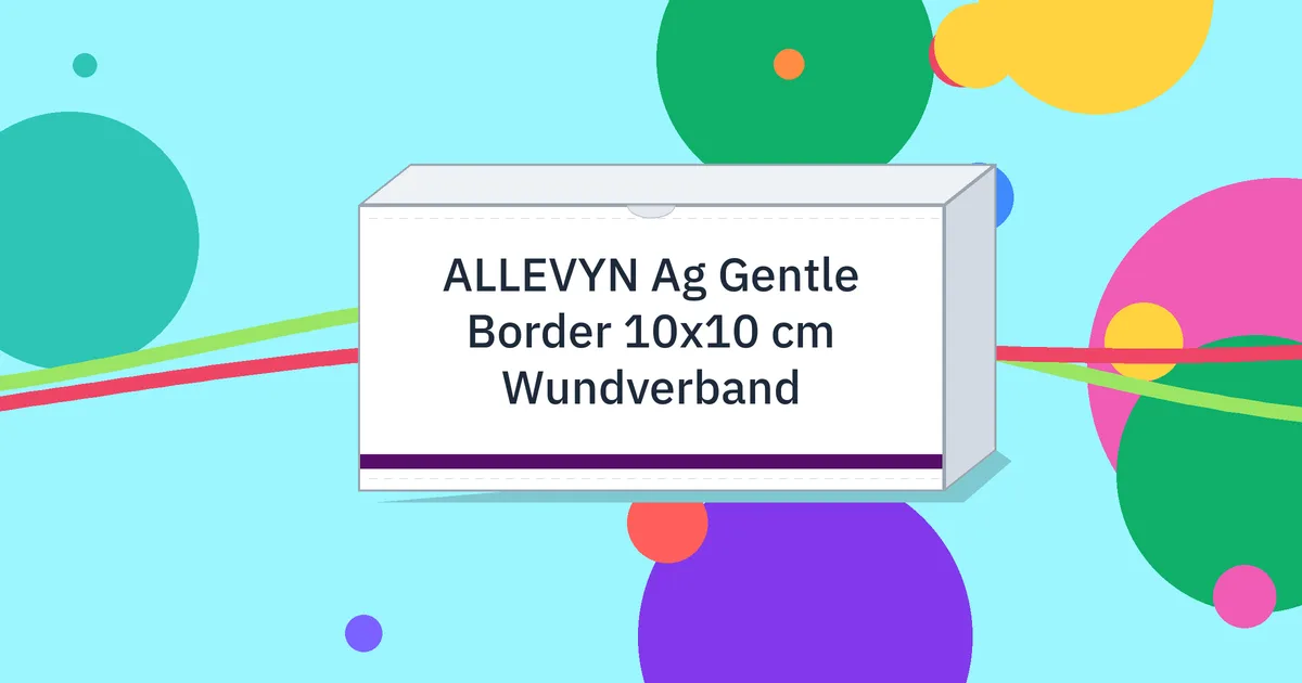 Symbolbild: Packung mit der Aufschrift ALLEVYN Ag Gentle Border 10x10 cm Wundverband (PZN 17163456) – Verfügbarkeit und Bezug in Apotheken in Frankfurt am Main
