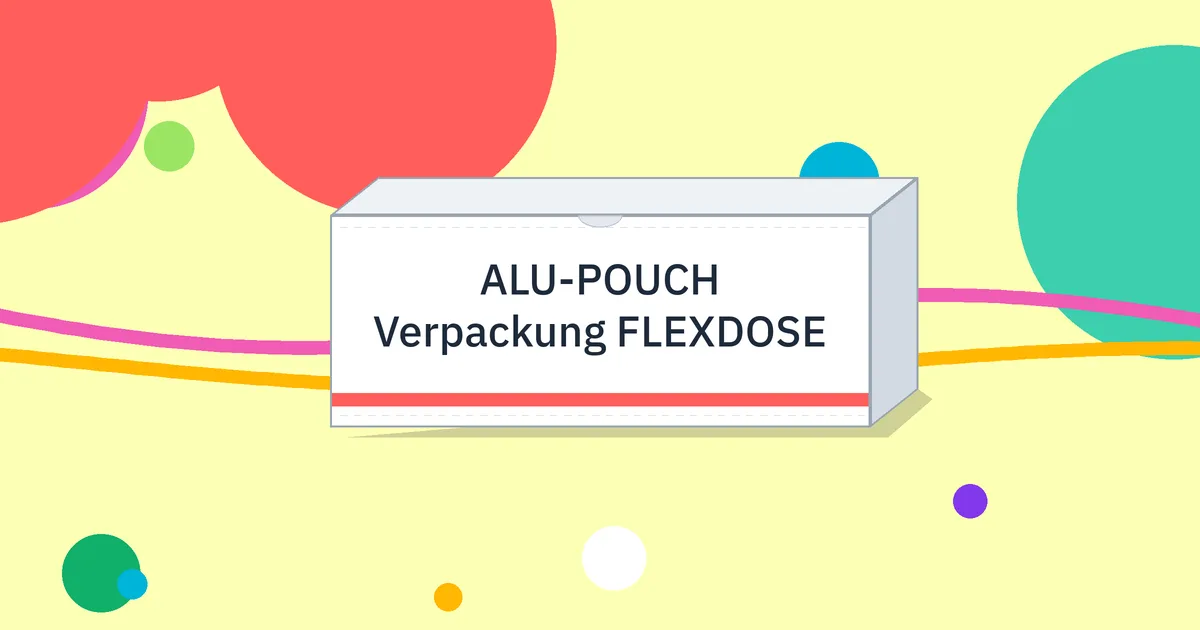 Symbolbild: Packung mit der Aufschrift ALU-POUCH Verpackung FLEXDOSE (PZN 19706777) – Verfügbarkeit und Bezug in Apotheken in Frankfurt am Main