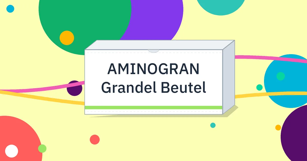 Symbolbild: Packung mit der Aufschrift AMINOGRAN Grandel Beutel (PZN 06147253) – Verfügbarkeit und Bezug in Apotheken in Frankfurt am Main