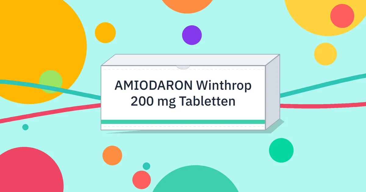 Symbolbild: Packung mit der Aufschrift AMIODARON Winthrop 200 mg Tabletten (PZN 05380504) – Verfügbarkeit und Bezug in Apotheken in Frankfurt am Main