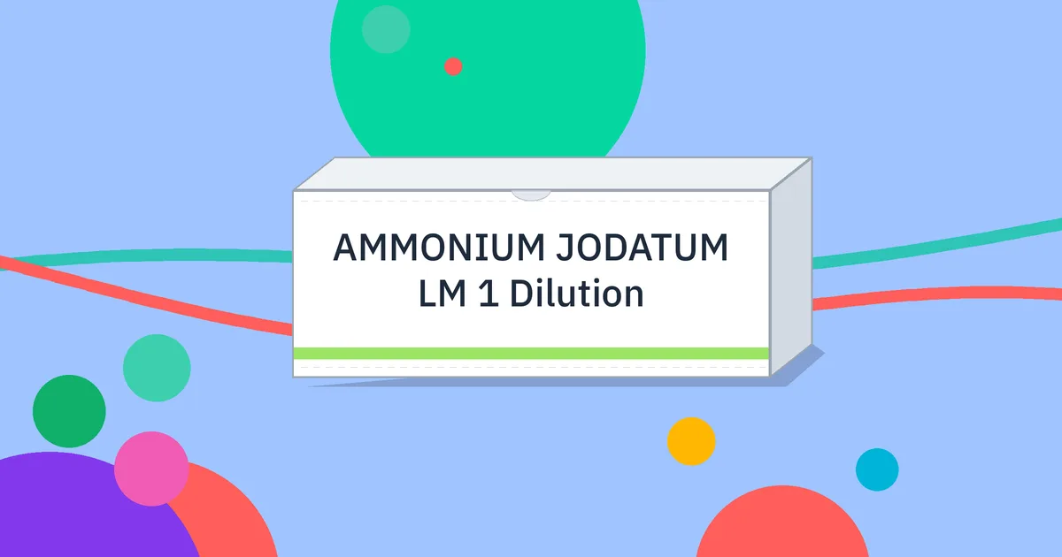 Symbolbild: Packung mit der Aufschrift AMMONIUM JODATUM LM 1 Dilution (PZN 13321183) – Verfügbarkeit und Bezug in Apotheken in Frankfurt am Main
