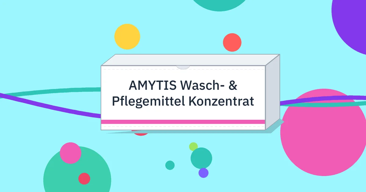 Symbolbild: Packung mit der Aufschrift AMYTIS Wasch- & Pflegemittel Konzentrat (PZN 20854431) – Verfügbarkeit und Bezug in Apotheken in Frankfurt am Main