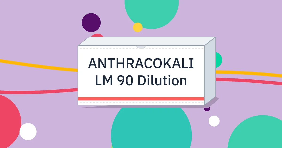 Symbolbild: Packung mit der Aufschrift ANTHRACOKALI LM 90 Dilution (PZN 13371502) – Verfügbarkeit und Bezug in Apotheken in Frankfurt am Main