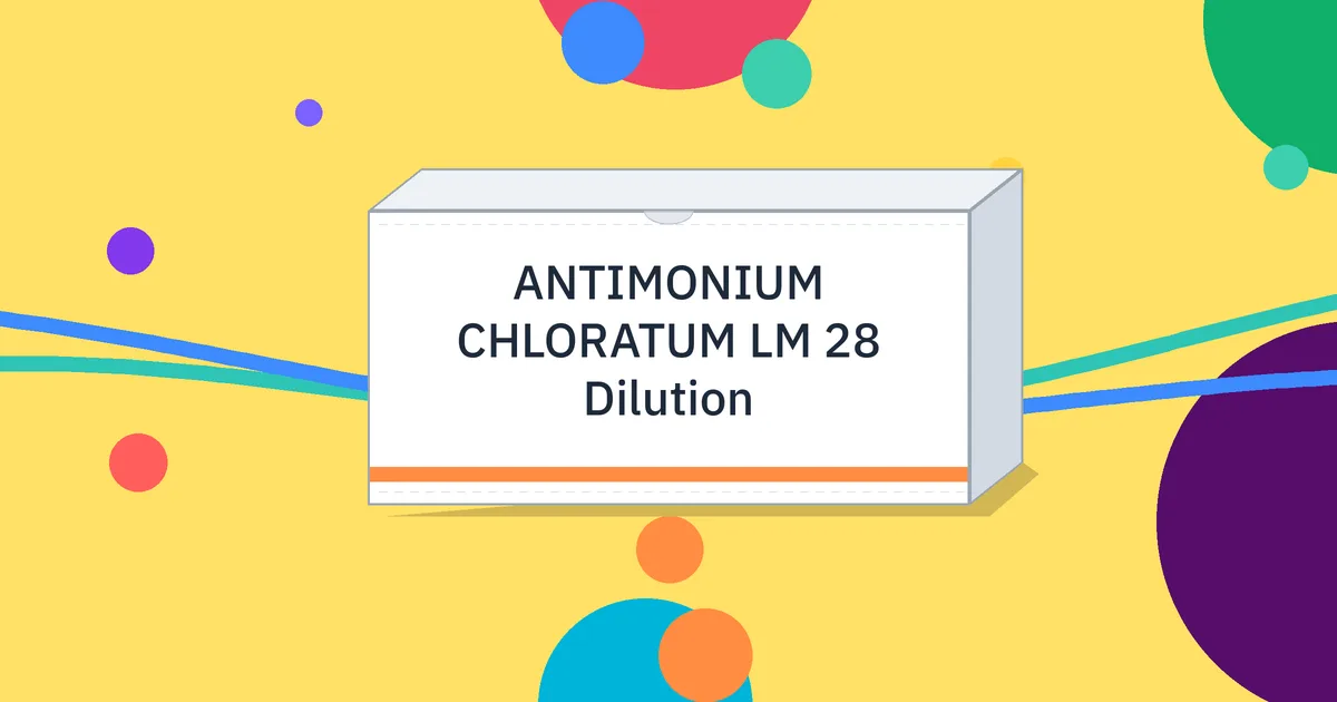 Symbolbild: Packung mit der Aufschrift ANTIMONIUM CHLORATUM LM 28 Dilution (PZN 13372884) – Verfügbarkeit und Bezug in Apotheken in Frankfurt am Main