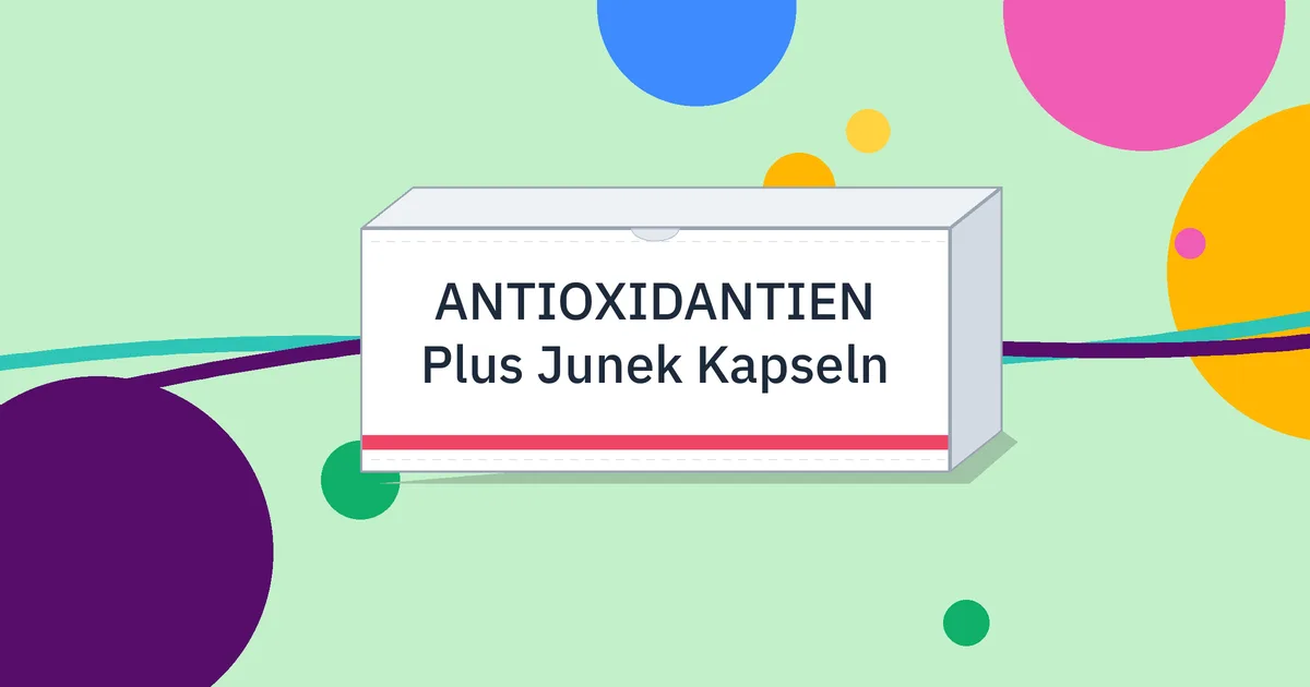 Symbolbild: Packung mit der Aufschrift ANTIOXIDANTIEN Plus Junek Kapseln (PZN 00136165) – Verfügbarkeit und Bezug in Apotheken in Frankfurt am Main