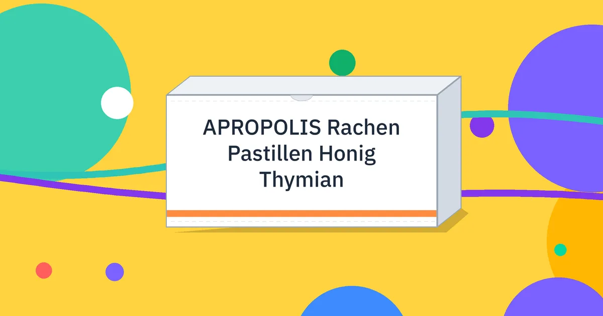 Symbolbild: Packung mit der Aufschrift APROPOLIS Rachen Pastillen Honig Thymian (PZN 07504241) – Verfügbarkeit und Bezug in Apotheken in Frankfurt am Main