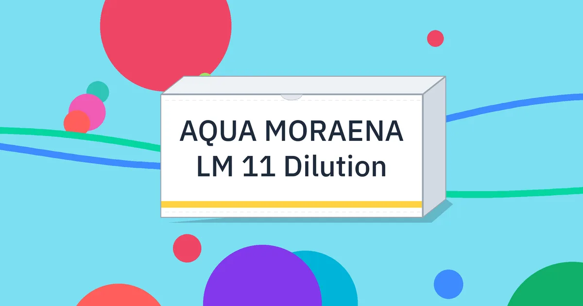 Symbolbild: Packung mit der Aufschrift AQUA MORAENA LM 11 Dilution (PZN 13755349) – Verfügbarkeit und Bezug in Apotheken in Frankfurt am Main