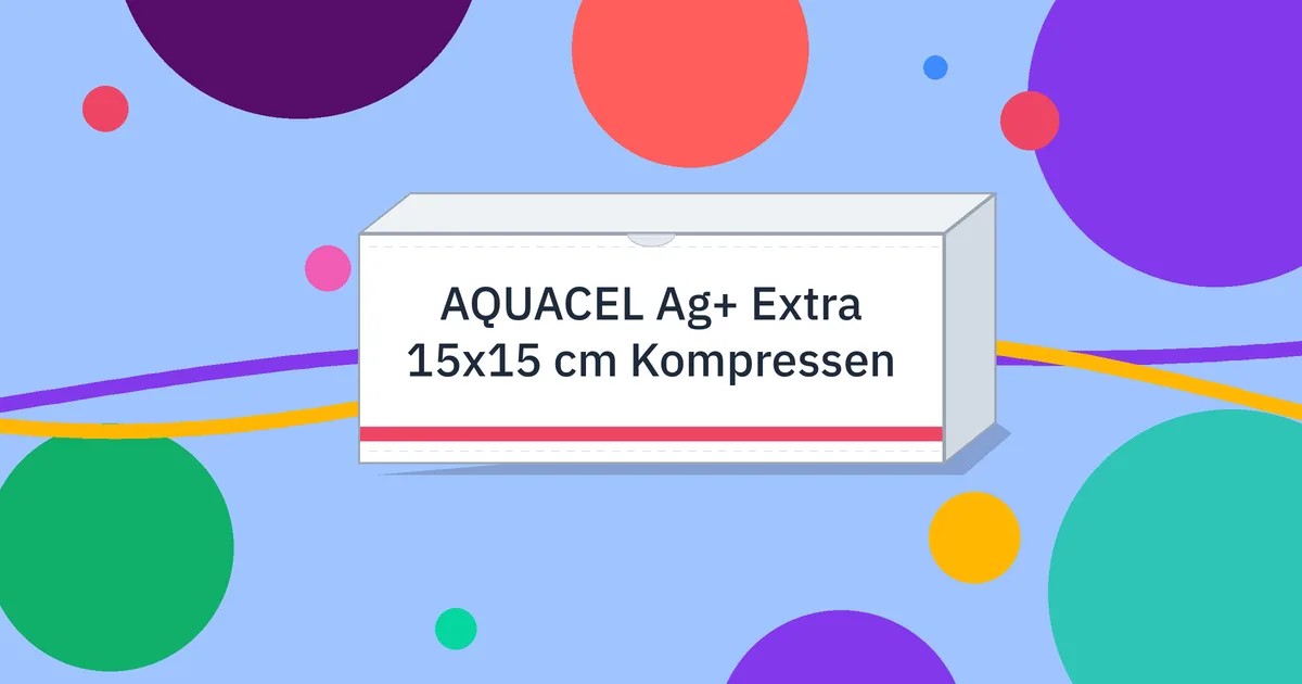 Symbolbild: Packung mit der Aufschrift AQUACEL Ag+ Extra 15x15 cm Kompressen (PZN 10973347) – Verfügbarkeit und Bezug in Apotheken in Frankfurt am Main