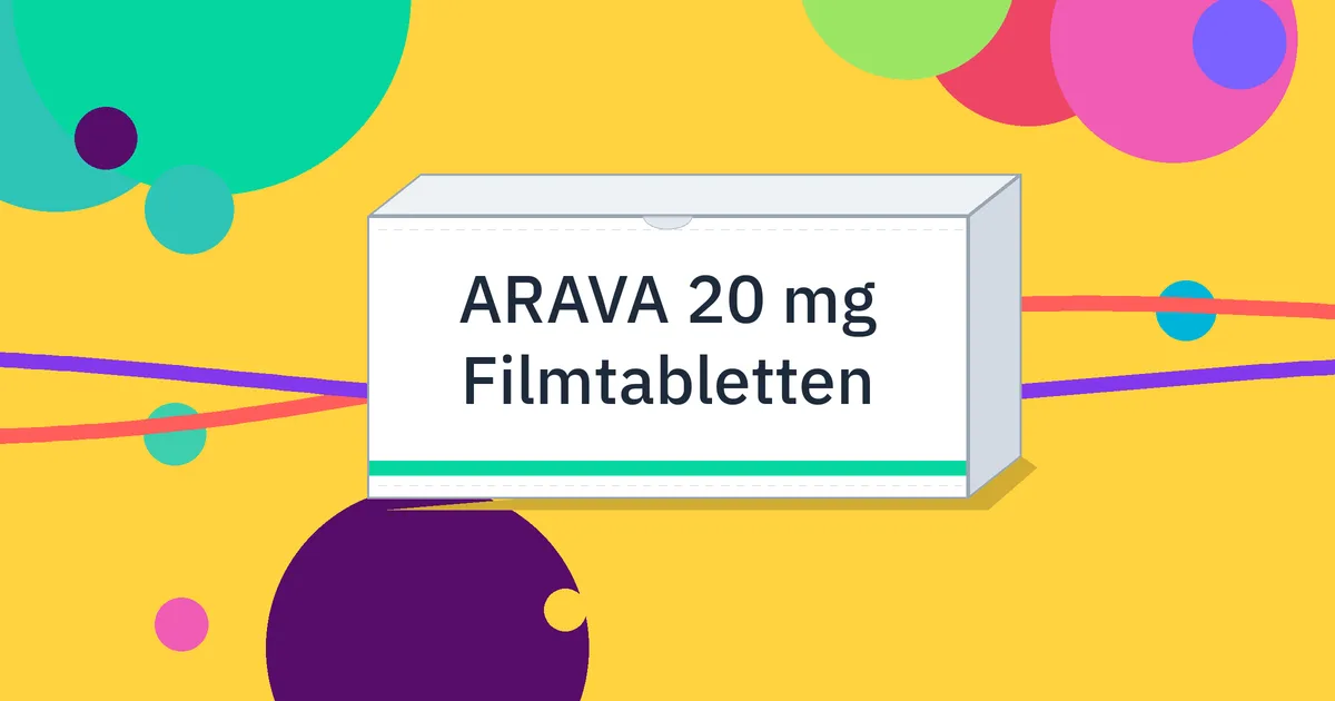 Symbolbild: Packung mit der Aufschrift ARAVA 20 mg Filmtabletten (PZN 01593249) – Verfügbarkeit und Bezug in Apotheken in Frankfurt am Main