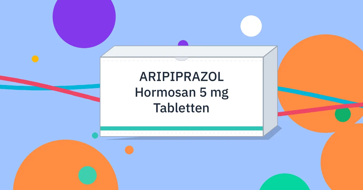 Symbolbild: Packung mit der Aufschrift ARIPIPRAZOL Hormosan 5 mg Tabletten (PZN 10754289) – Verfügbarkeit und Bezug in Apotheken in Frankfurt am Main