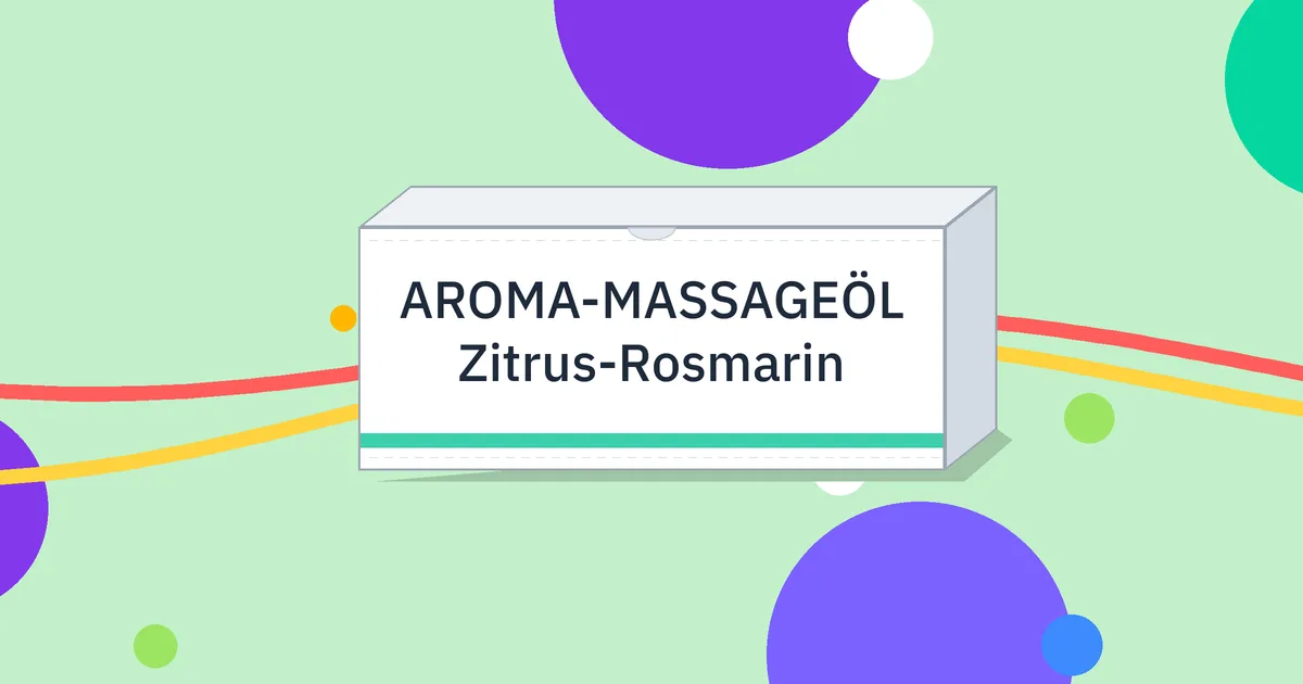 Symbolbild: Packung mit der Aufschrift AROMA-MASSAGEÖL Zitrus-Rosmarin (PZN 19334726) – Verfügbarkeit und Bezug in Apotheken in Frankfurt am Main