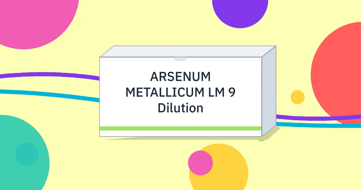 Symbolbild: Packung mit der Aufschrift ARSENUM METALLICUM LM 9 Dilution (PZN 12779299) – Verfügbarkeit und Bezug in Apotheken in Frankfurt am Main