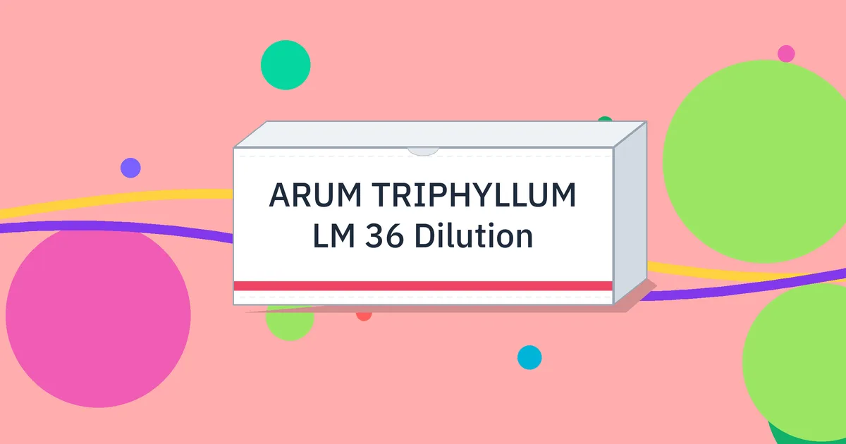 Symbolbild: Packung mit der Aufschrift ARUM TRIPHYLLUM LM 36 Dilution (PZN 12780894) – Verfügbarkeit und Bezug in Apotheken in Frankfurt am Main