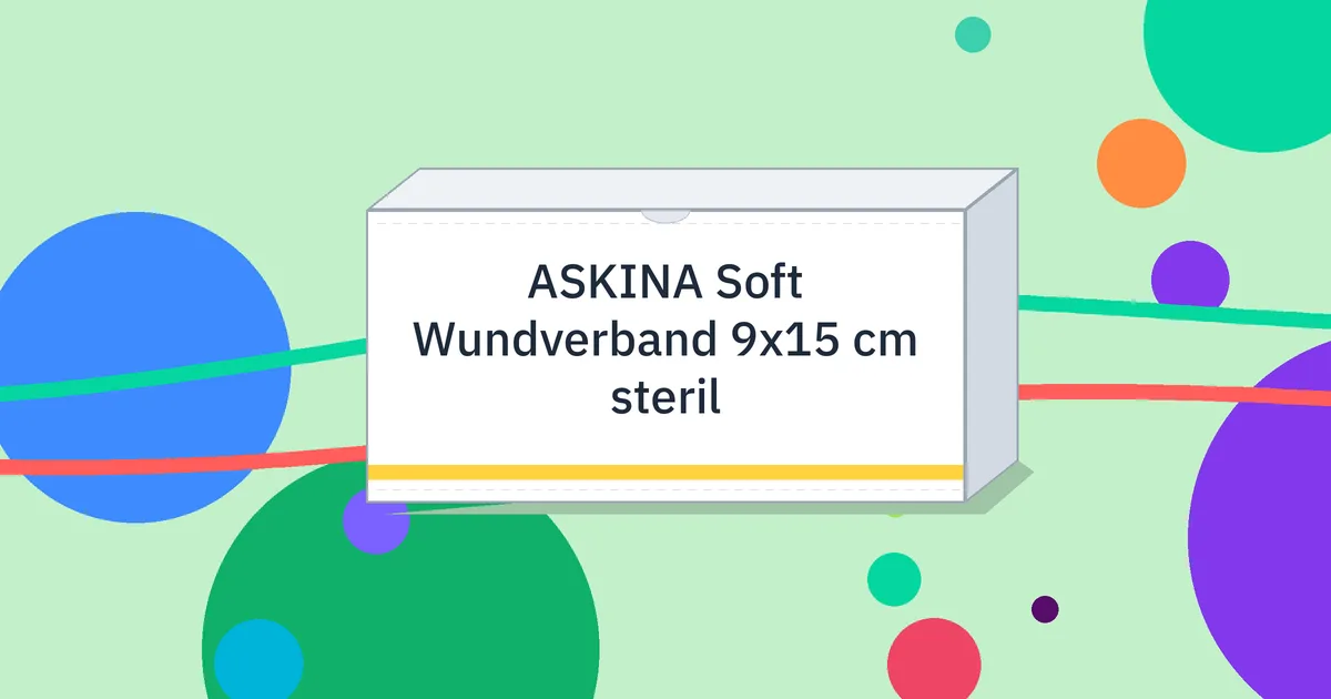 Symbolbild: Packung mit der Aufschrift ASKINA Soft Wundverband 9x15 cm steril (PZN 20583802) – Verfügbarkeit und Bezug in Apotheken in Frankfurt am Main