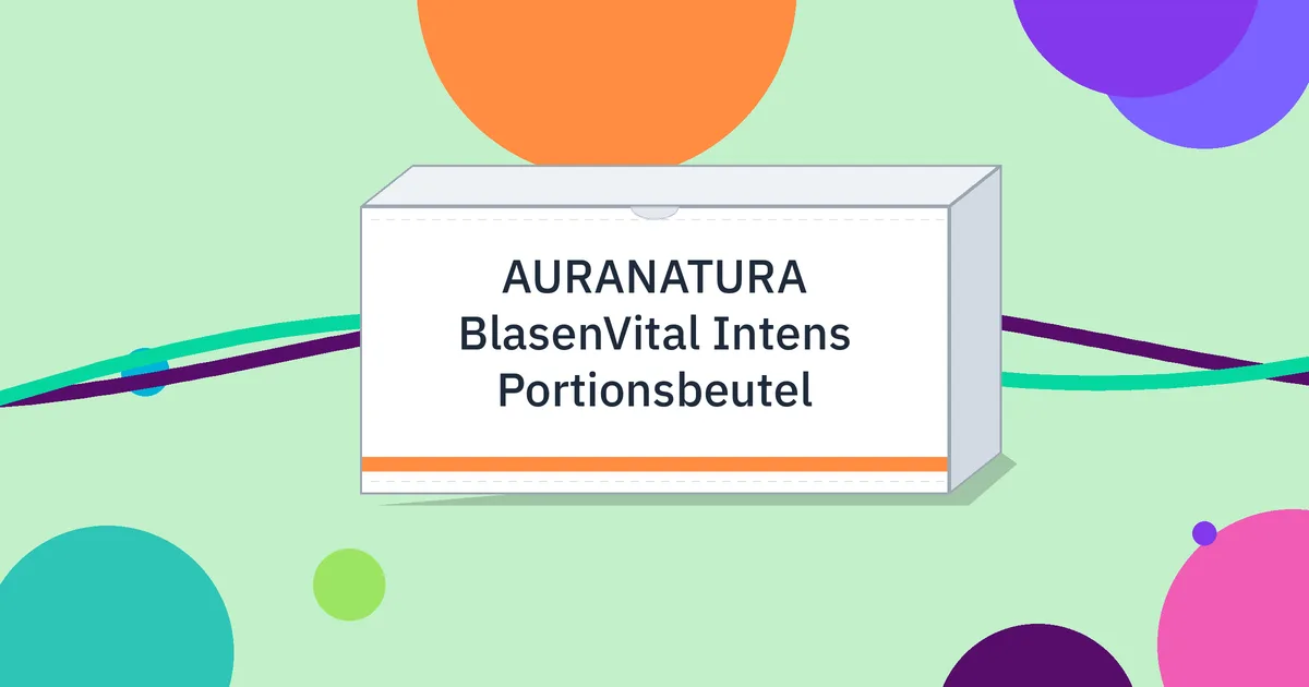 Symbolbild: Packung mit der Aufschrift AURANATURA BlasenVital Intens Portionsbeutel (PZN 19370656) – Verfügbarkeit und Bezug in Apotheken in Frankfurt am Main