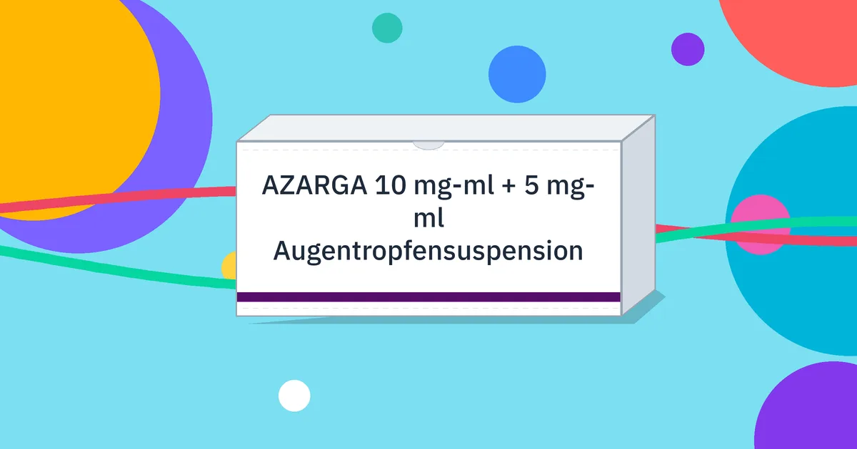 Symbolbild: Packung mit der Aufschrift AZARGA 10 mg-ml + 5 mg-ml Augentropfensuspension (PZN 06116264) – Verfügbarkeit und Bezug in Apotheken in Frankfurt am Main