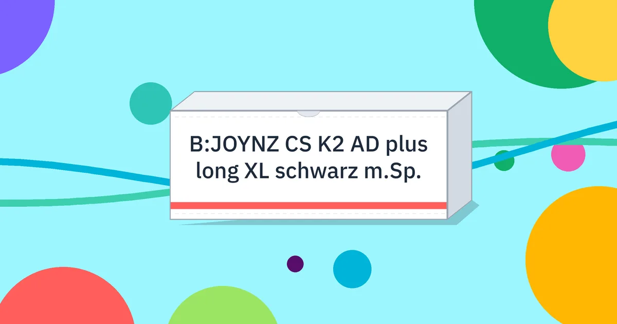 Symbolbild: Packung mit der Aufschrift B:JOYNZ CS K2 AD plus long XL schwarz m.Sp. (PZN 20528631) – Verfügbarkeit und Bezug in Apotheken in Frankfurt am Main