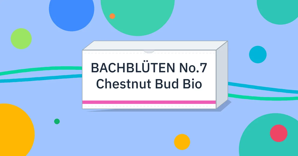Symbolbild: Packung mit der Aufschrift BACHBLÜTEN No.7 Chestnut Bud Bio (PZN 10310523) – Verfügbarkeit und Bezug in Apotheken in Frankfurt am Main