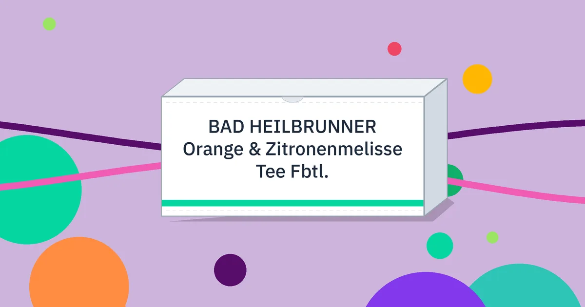 Symbolbild: Packung mit der Aufschrift BAD HEILBRUNNER Orange & Zitronenmelisse Tee Fbtl. (PZN 17437221) – Verfügbarkeit und Bezug in Apotheken in Frankfurt am Main